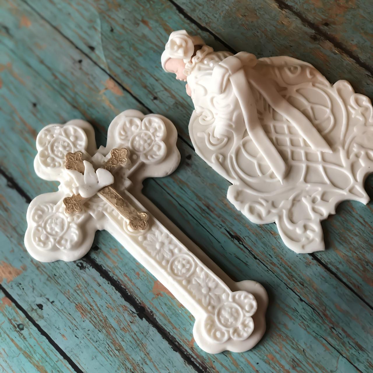 Christening Cake Topper, Baptism Cake Topper, Fondant Cross, Cross Cake ...